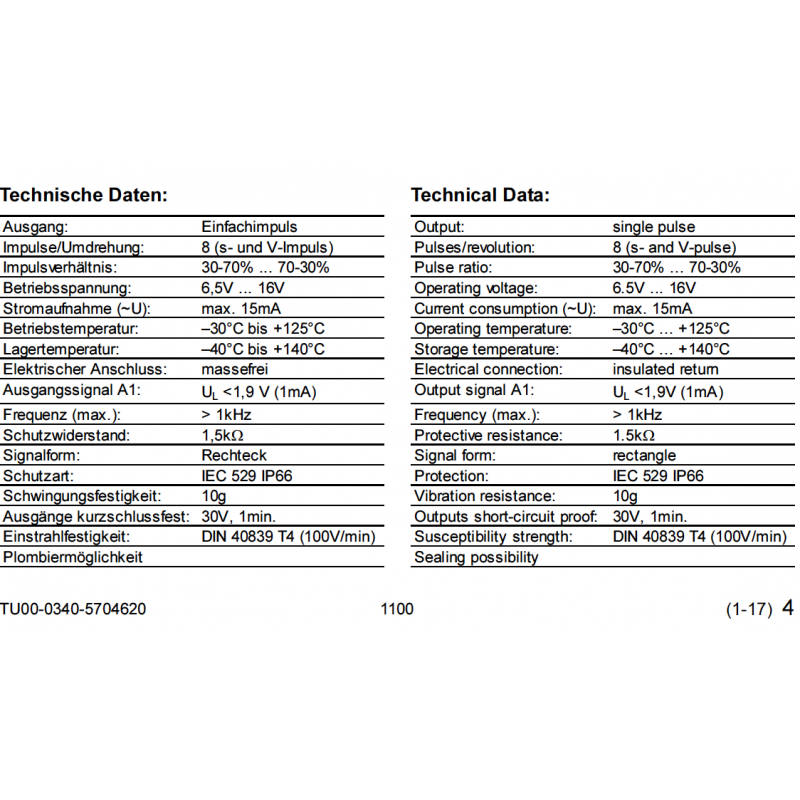 VDO 1314 Tachograph Hall Impulse sensor - 7/8-18 UNS Female