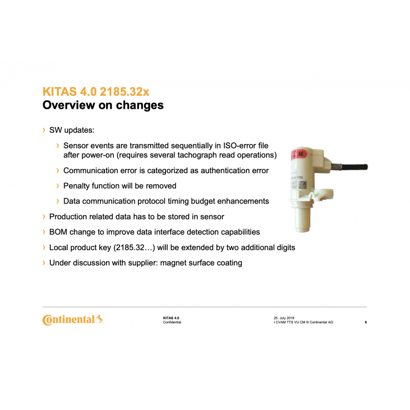 VDO Kitas4 Smart tachograph sensor R1.10 - VW Tyco connector - 1 to 1